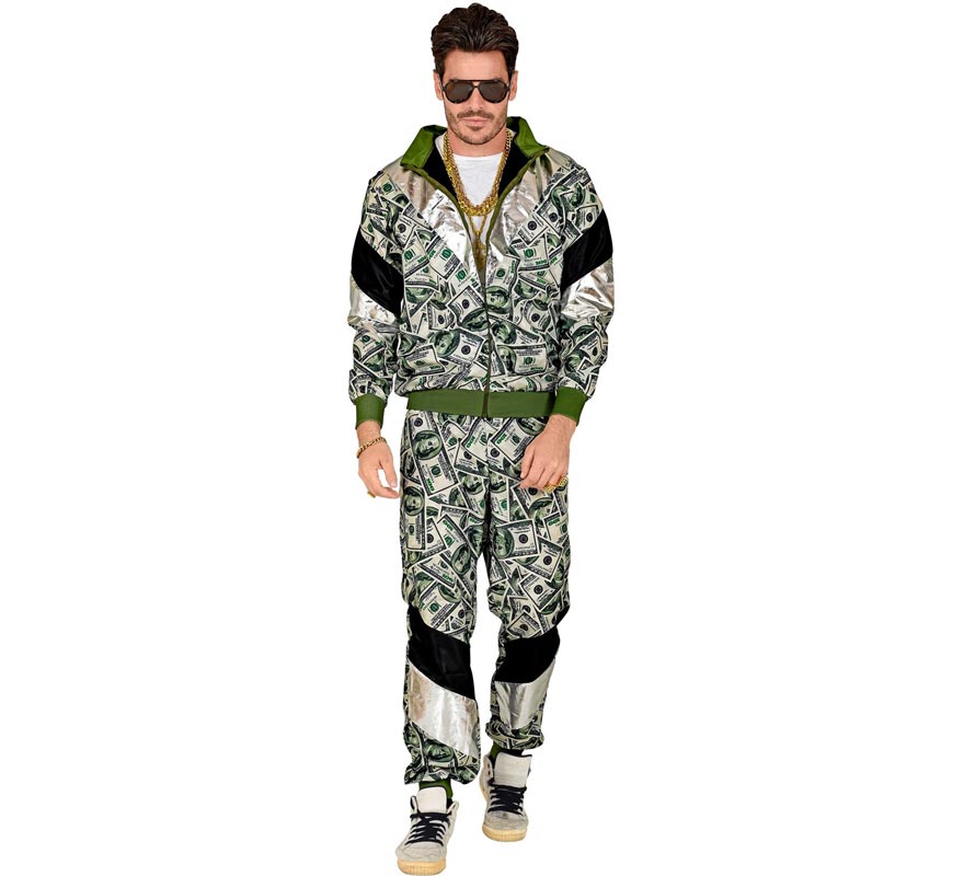 Fato de treino Neon Dollars dos anos 80 para adulto