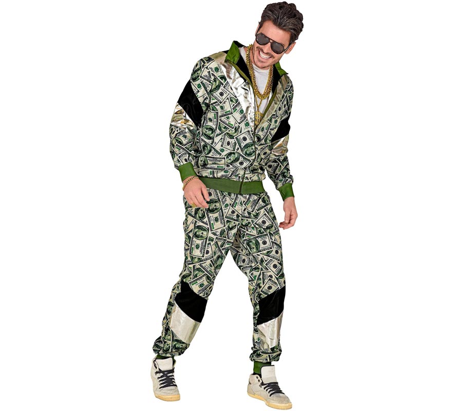 Fato de treino Neon Dollars dos anos 80 para adulto