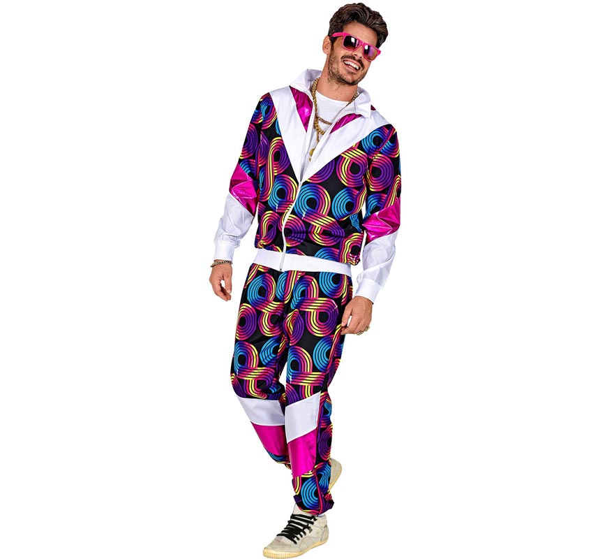 Fato de treino Disco Neon dos anos 80 para adulto