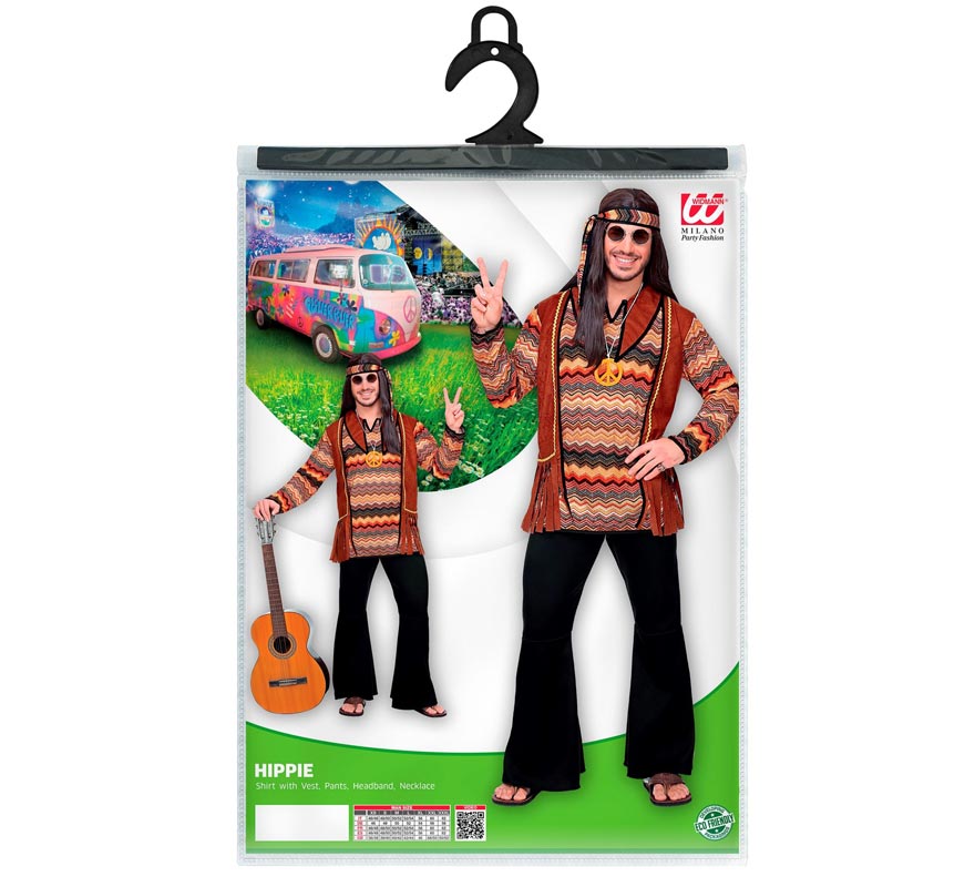 Disfraz de Hippie franjas de colores para hombre