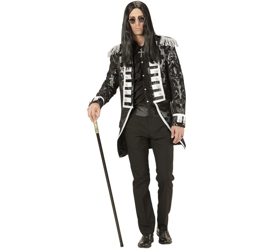 Disfraz o Frac Jacquard época plateado para hombre
