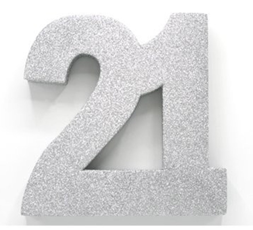 Decoração de Mesa Número 21 Cor Prata