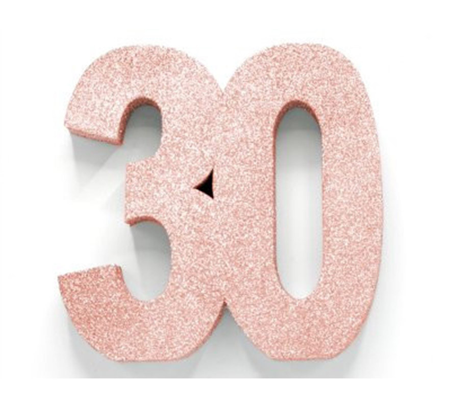 Decoração de mesa número 30 cor ouro rosa