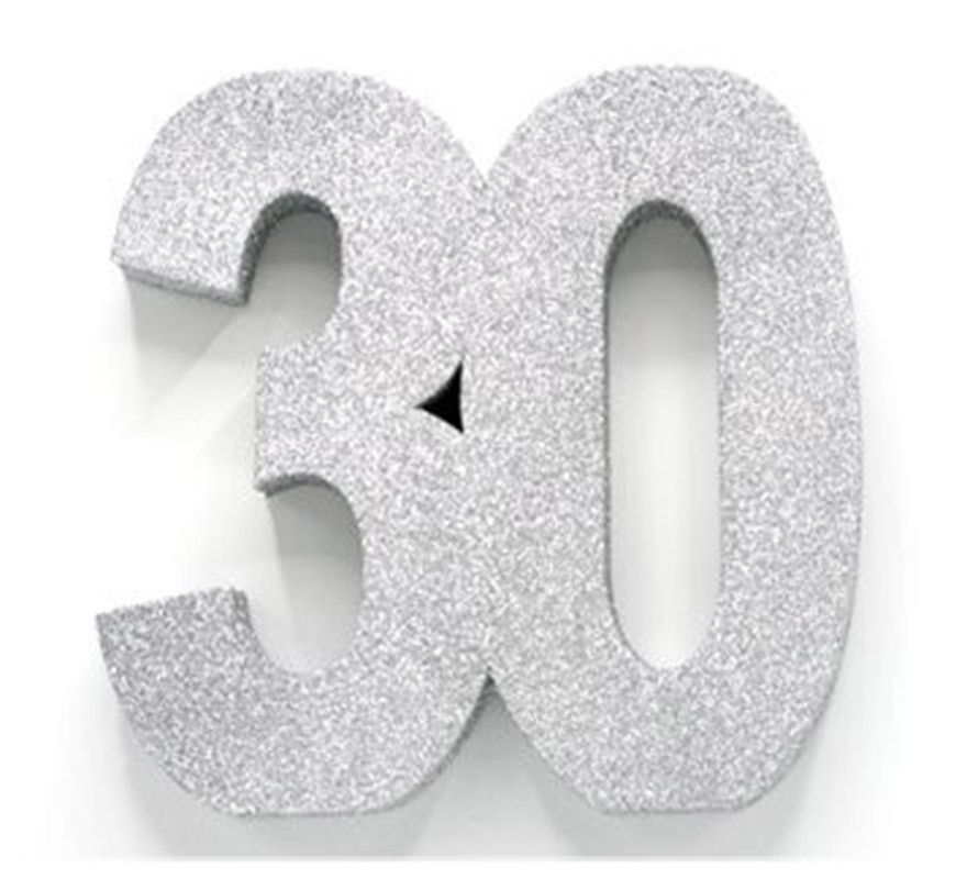 Decoración de Mesa Número 30 Color Plata