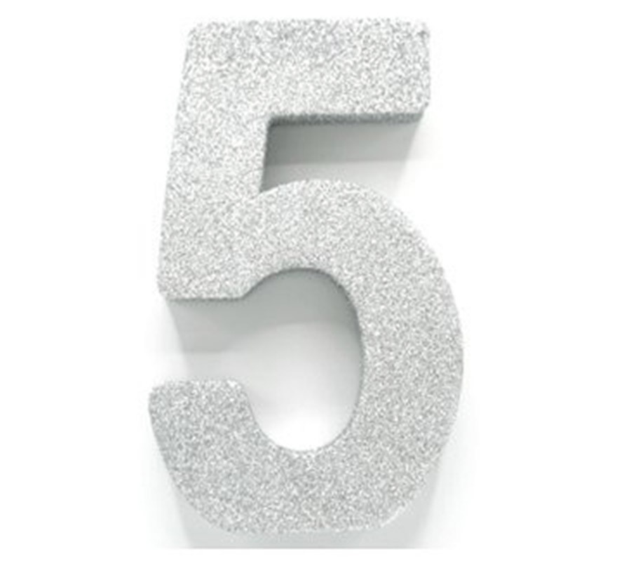 Décoration de Table Chiffre 5 Couleur Argent