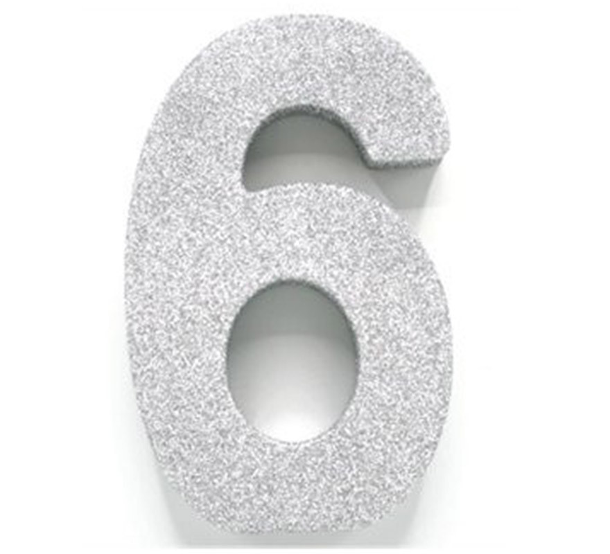 Decoração de Mesa Número 6 Cor Prata
