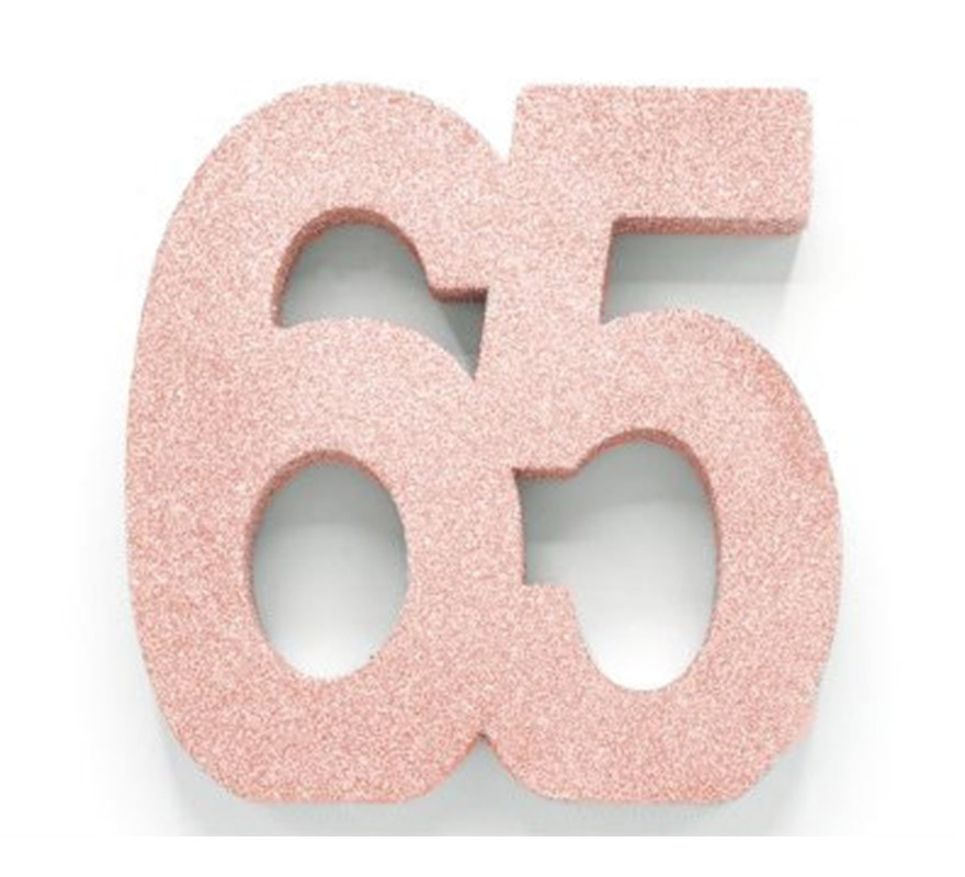 Decoración de Mesa Número 65 Color Oro Rosa