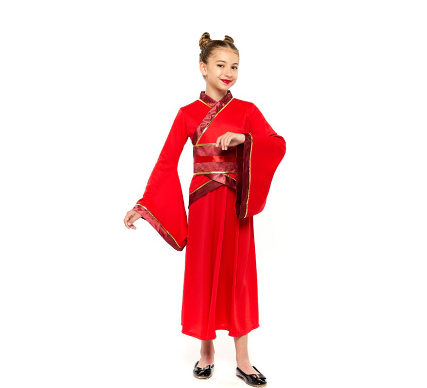 Disfraz de China Hanfu rojo para niña
