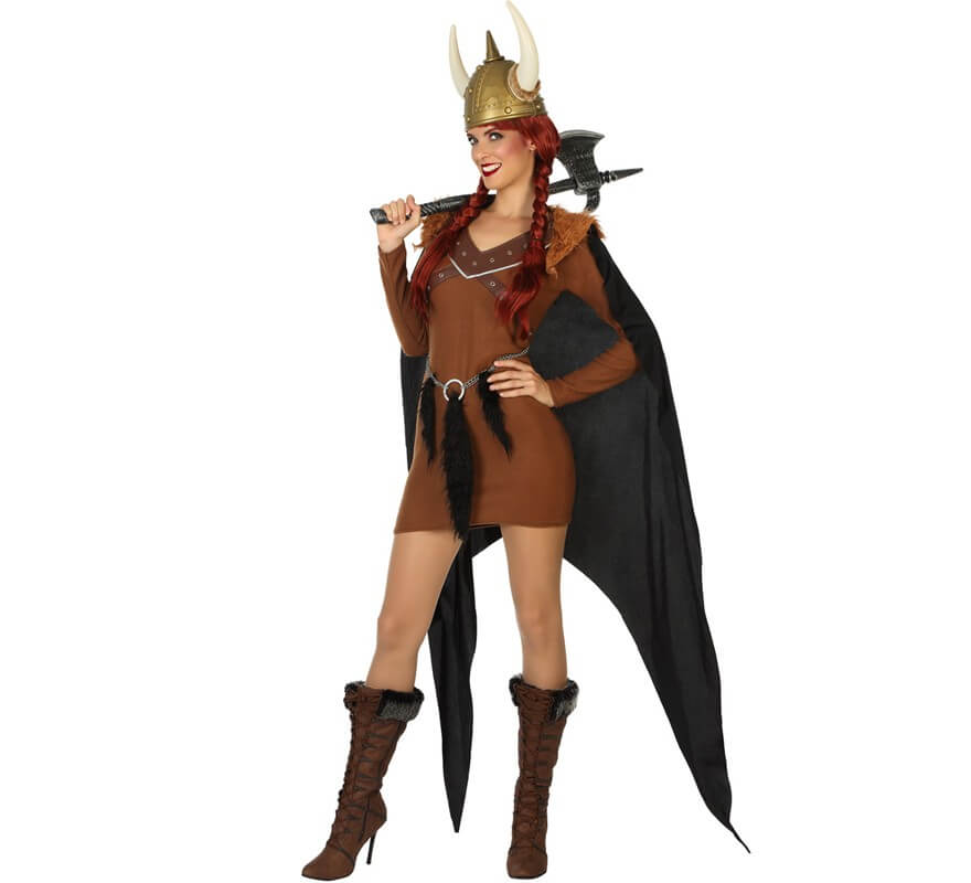 Disfraz de Vikinga con capa para mujer