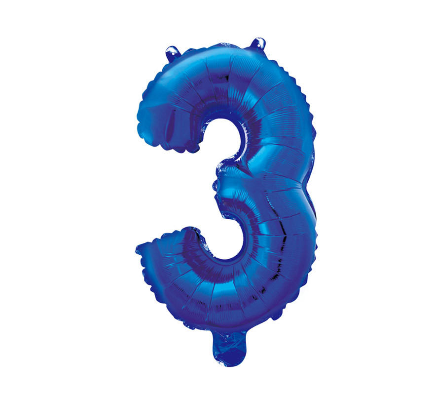Globo de Foil Número 3 Color Azul de 41 cm
