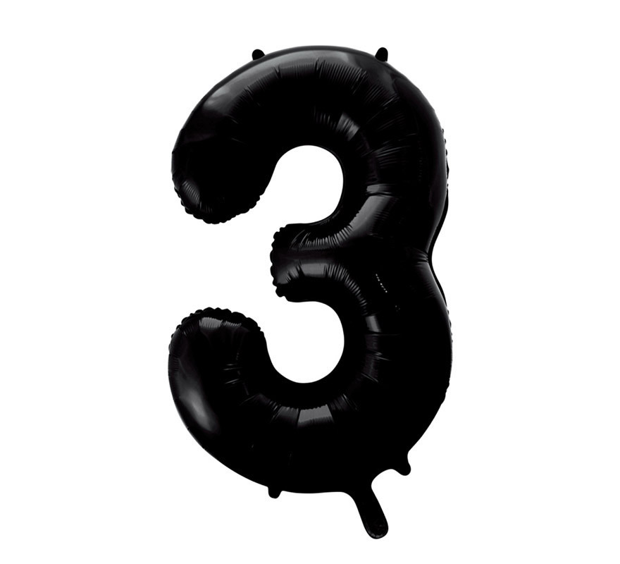 Ballon Aluminium Chiffre 3 Couleur Noir 86 cm