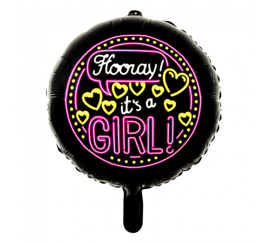 Runder Folienballon Neonfarbe Mädchen 45 cm