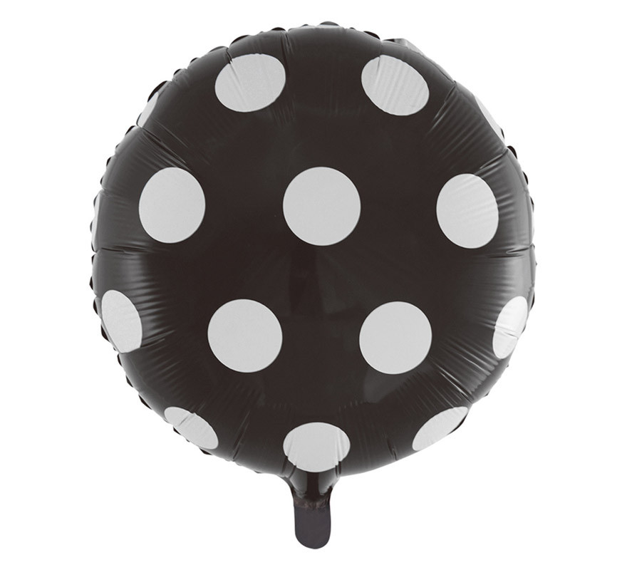 Globo de Foil Redondo Lunares Negro de 46 cm