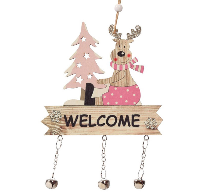 Letrero Welcome de Madera Colgante de 15X14 cms