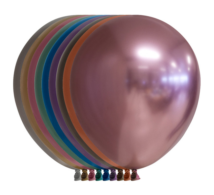 Pack de 100 Globos Cromados Redondo Colores Surtidos de 30 cm