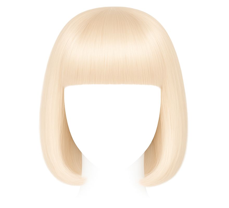 Peluca media melena con flequillo en varios colores